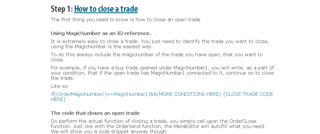 HOW TO ADD CLOSING CONDITIONS TO AN EXPERT ADVISOR - MQL4 BASICS